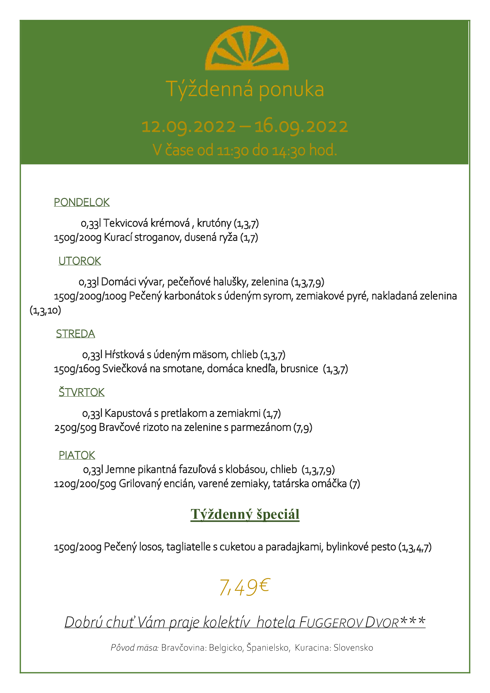 denné-menu-12.9-16.9.2022 | Hotel Fuggerov dvor